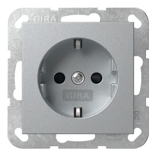 Gira E2 - Wandcontactdoos 475526 Aluminium | Elektrototaalmarkt.nl